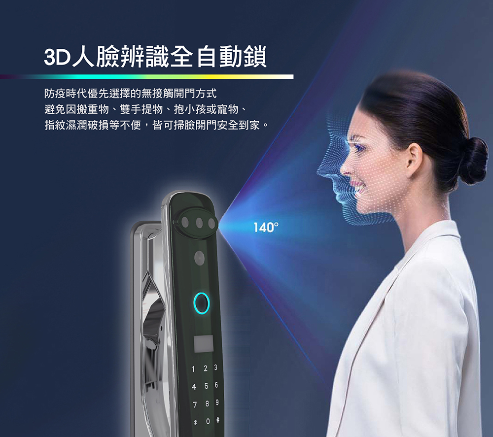 安固智能 A003M-3D 人臉辨識全自動鎖